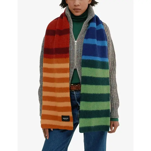 Howlin' Cosmic Surfin Stripe-Pattern Wool-Knit Scarf In Slow